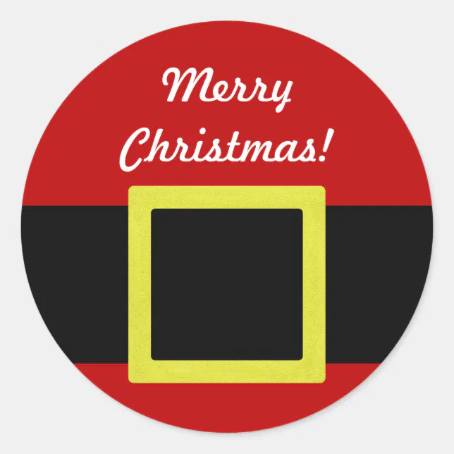 Personalized | Christmas Holiday | Santa's Belt Classic Round Sticker ...