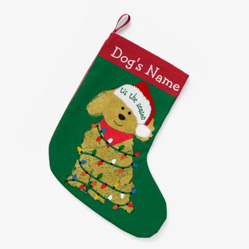 Personalized Christmas Lights Goldendoodle Small Christmas Stocking ...