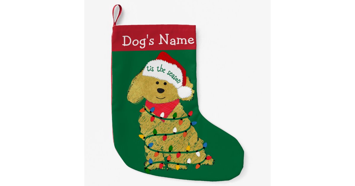 Personalized Christmas Lights Goldendoodle Small Christmas Stocking ...