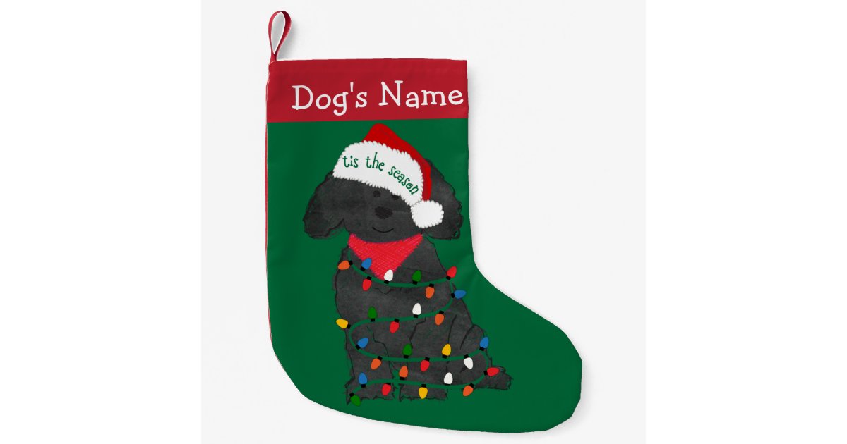 Personalized Christmas Lights Labradoodle Small Christmas Stocking | Zazzle