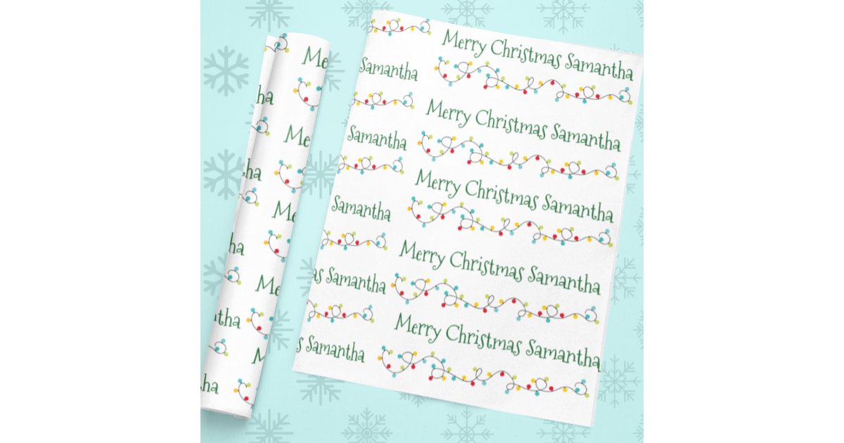 Personalized Christmas Lights Name Custom Wrapping Paper | Zazzle