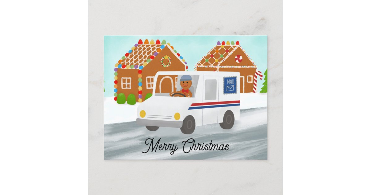 Personalized Christmas Mailman Post Office Postcard | Zazzle