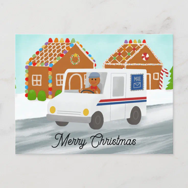 Personalized Christmas Mailman Post Office Postcard | Zazzle
