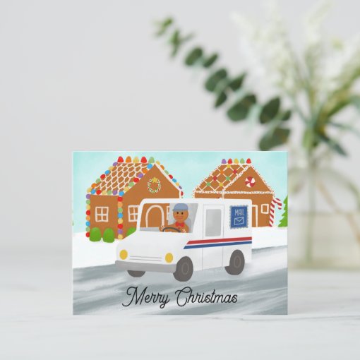Personalized Christmas Mailman Post Office Postcard | Zazzle