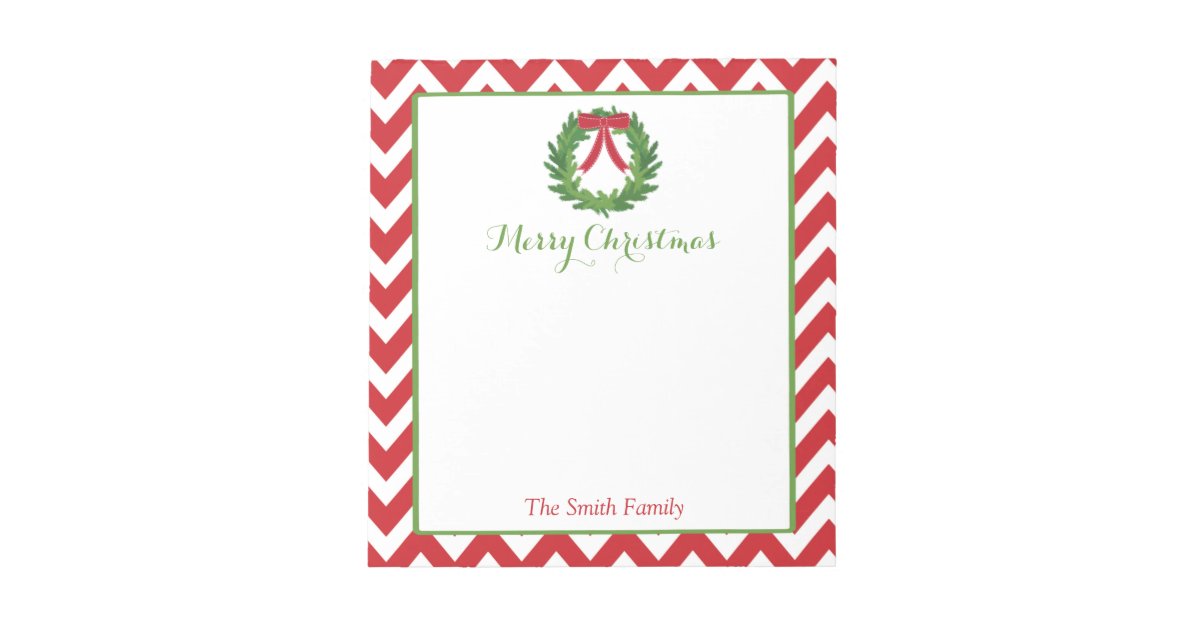 Personalized Christmas Notepad | Holiday Wreath | Zazzle