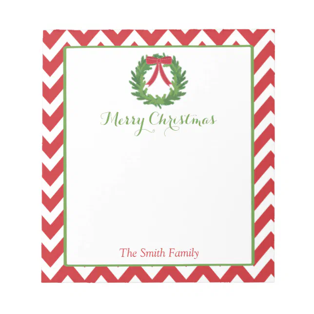 Personalized Christmas Notepad | Holiday Wreath | Zazzle