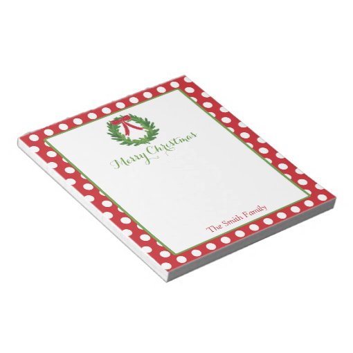 Personalized Christmas Notepad | Holiday Wreath | Zazzle