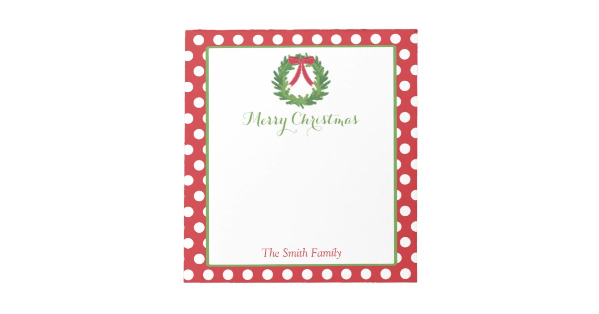 Personalized Christmas Notepad | Holiday Wreath | Zazzle