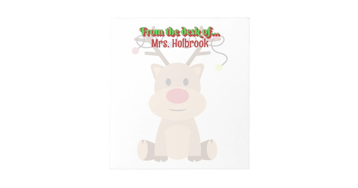 Personalized Christmas Reindeer with lights Notepad | Zazzle