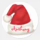 Personalized Christmas Stickers/Santa Hat Classic Round Sticker | Zazzle