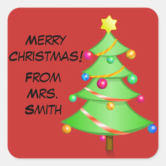 Personalized Christmas Tree Gift Tag Sticker | Zazzle