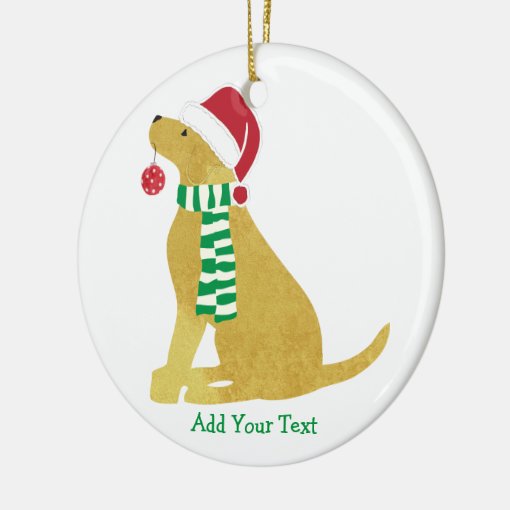 Personalized Christmas Yellow Lab Holiday Dog Ceramic Ornament | Zazzle