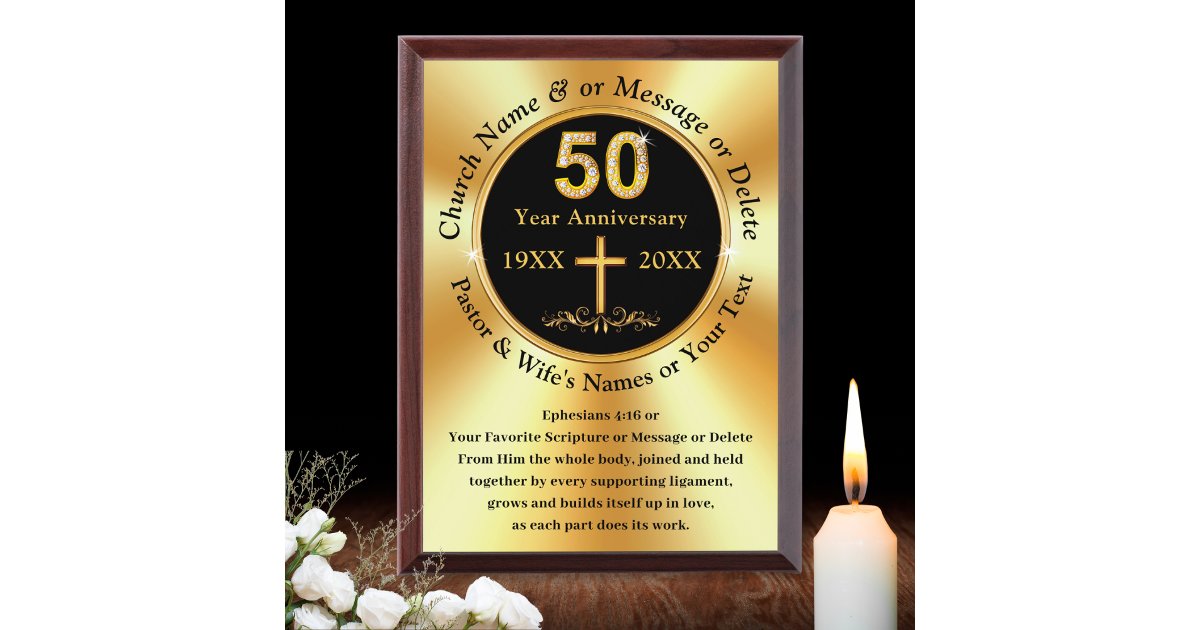 Personalized, CHURCH 50th ANNIVERSARY, Plaque | Zazzle