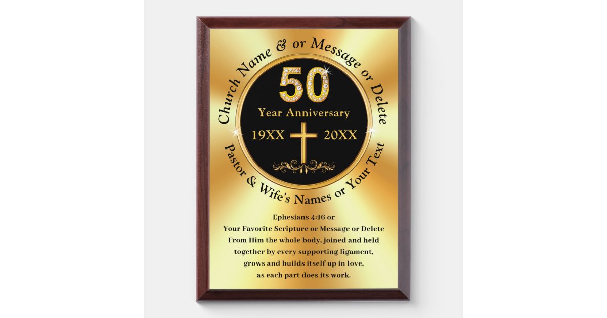 Personalized, CHURCH 50th ANNIVERSARY, Plaque | Zazzle