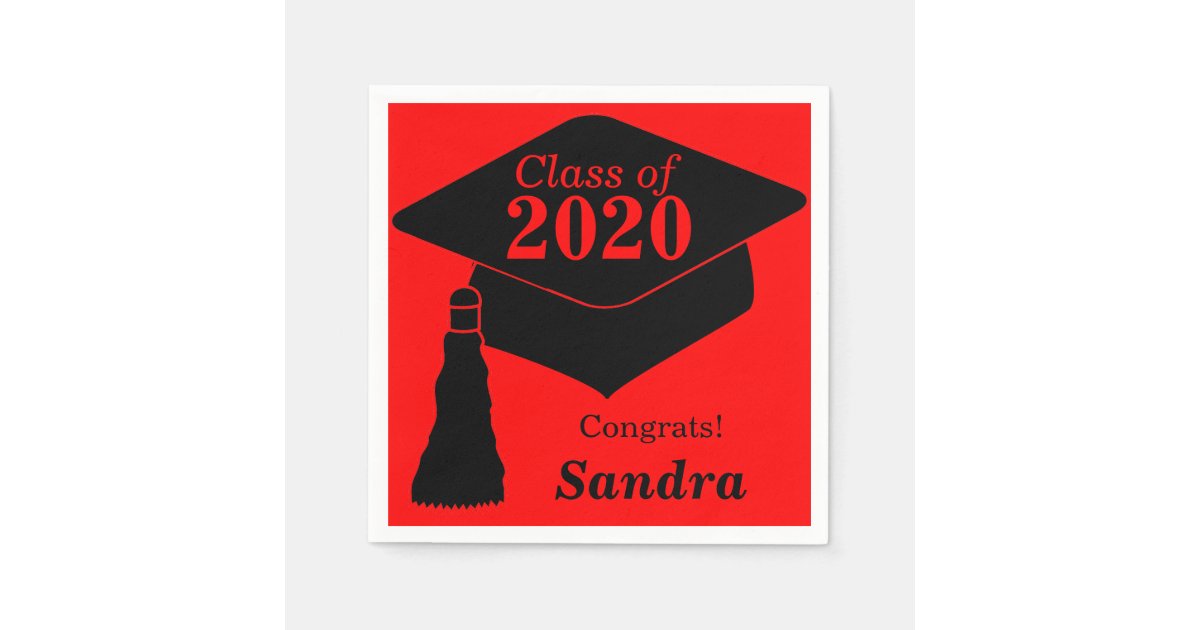 Personalized Class of 2023 Red Black Napkins | Zazzle