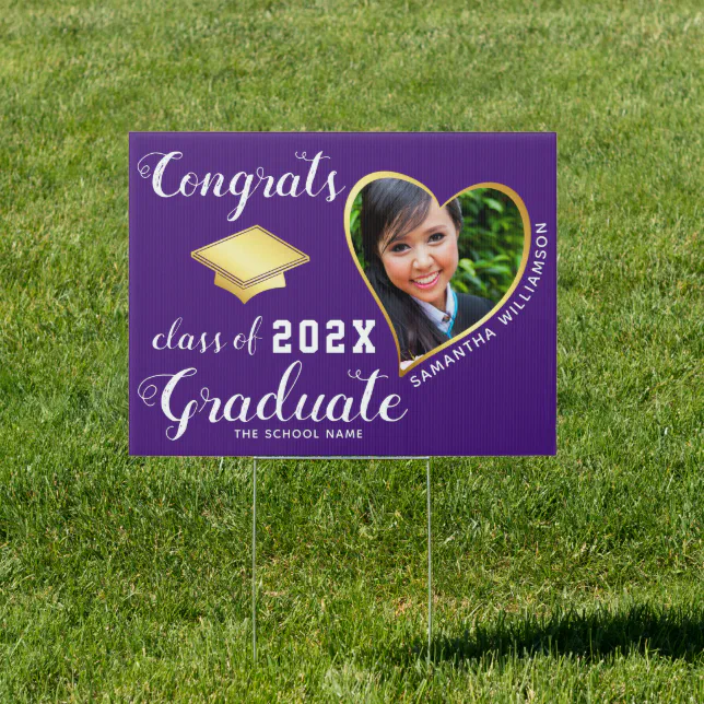 Personalized Class of 2025 Purple Graduation Party Sign | Zazzle