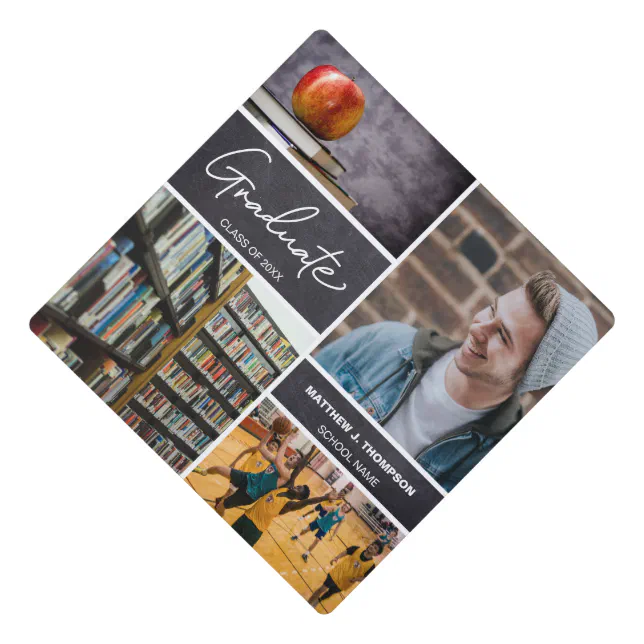 Personalized Class of Photo Collage Graduate Graduation Cap Topper | Zazzle