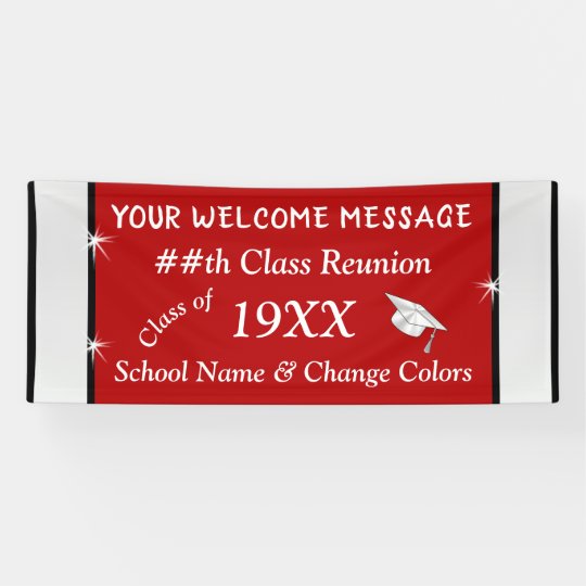 Personalized Class Reunion Banners, Red and White Banner | Zazzle.com