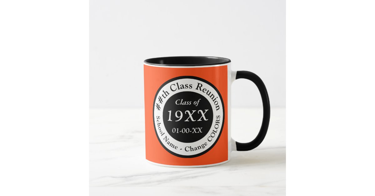 Personalized Class Reunion Mugs, Orange, White Mug | Zazzle