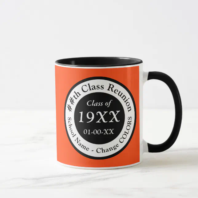 Personalized Class Reunion Mugs, Orange, White Mug | Zazzle