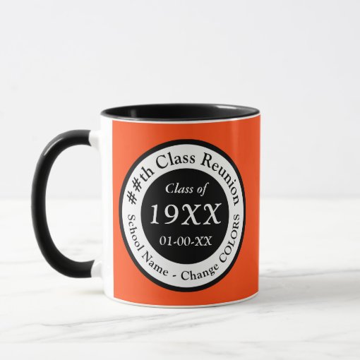 Personalized Class Reunion Mugs, Orange, White Mug | Zazzle