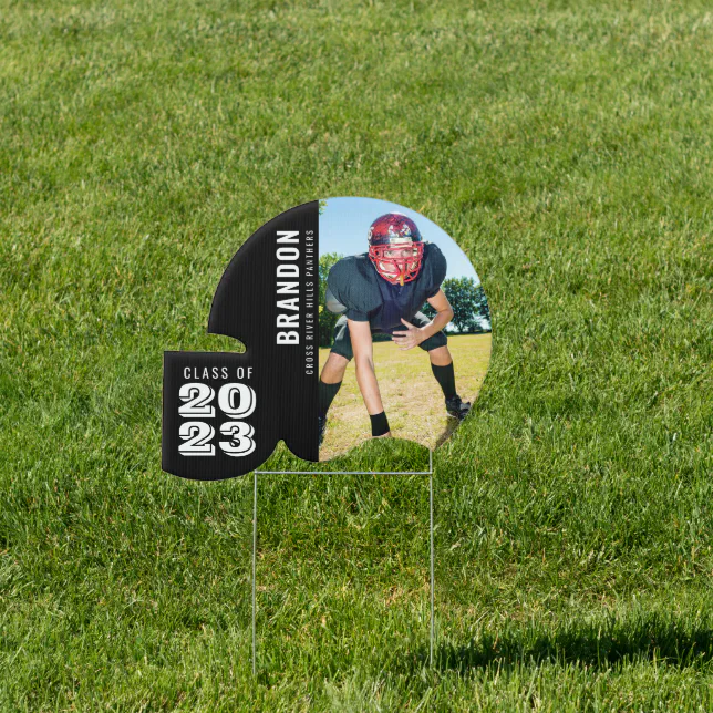Personalized Class Year 2 Photo Football Yard Sign | Zazzle