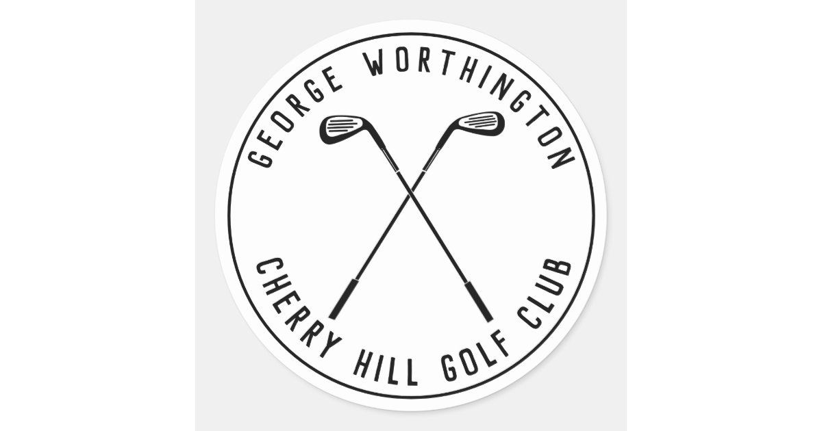 Personalized classic custom golf club white black classic round sticker ...