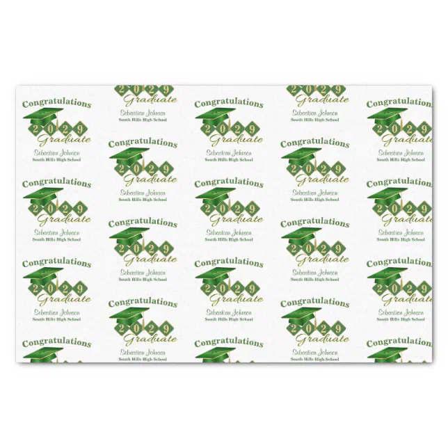 Personalized Classic Graduation Green & Gold Tissue Paper | Zazzle