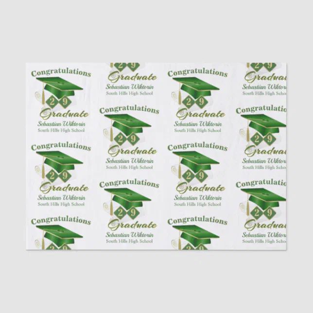 Personalized Classic Green Gold Graduation Tissue Paper | Zazzle