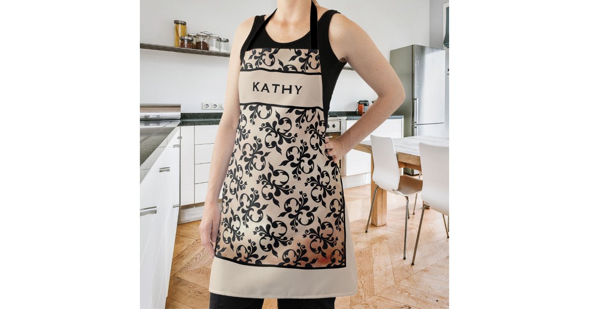 Personalized Classic Rococo Pattern Name Apron | Zazzle