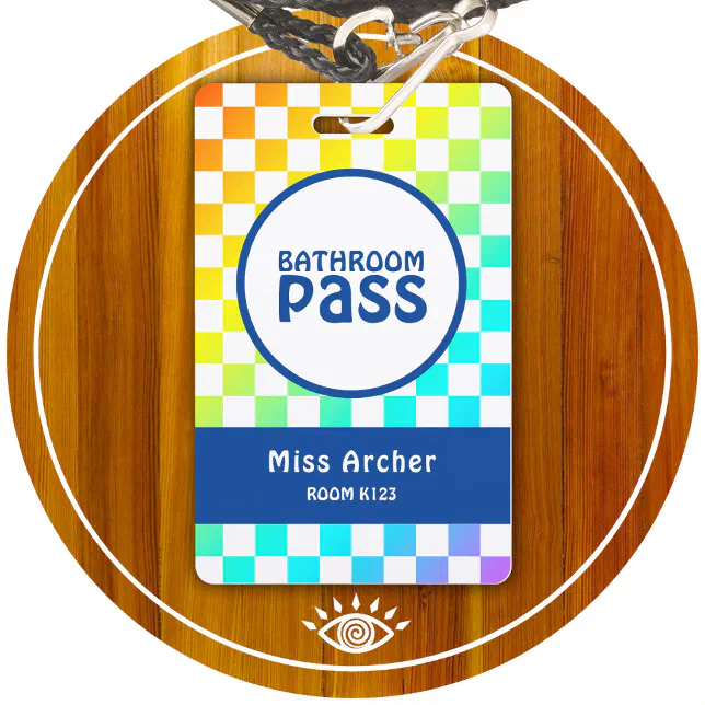 Personalized Classroom Bathroom Pass Teachers Card Badge | Zazzle