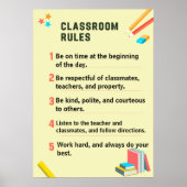 Personalized Classroom Rules for back to school Poster | Zazzle