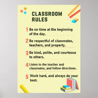 Personalized Classroom Rules for back to school Poster | Zazzle