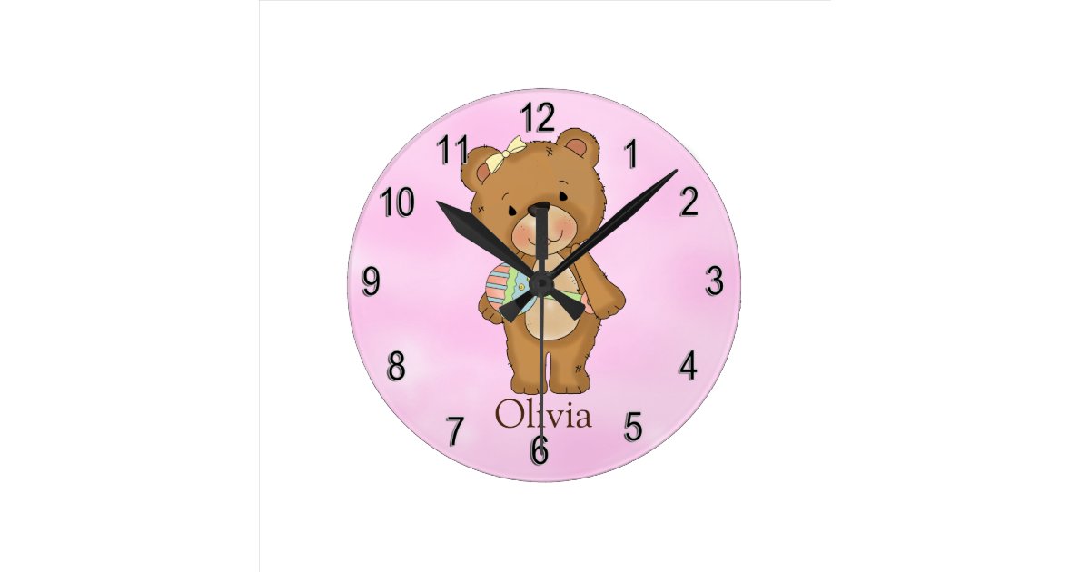 Personalized Clock Baby Girl Teddy Bear | Zazzle.com