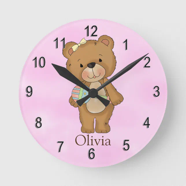Personalized Clock Baby Girl Teddy Bear | Zazzle