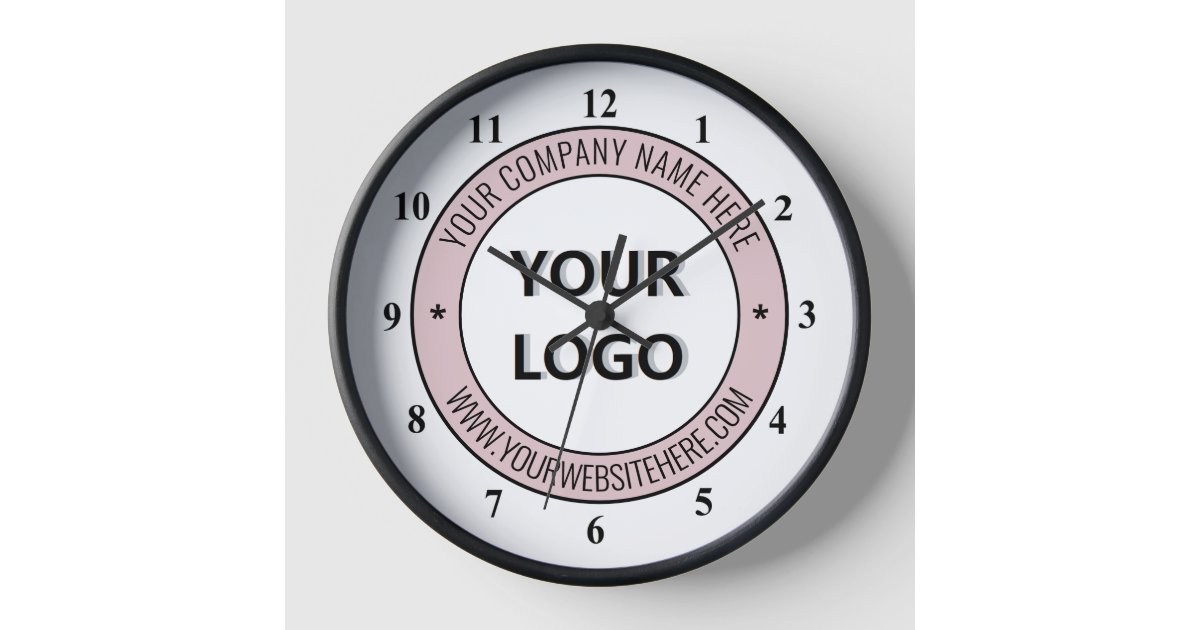 Personalized Clock Your Logo and Text Company Gift | Zazzle