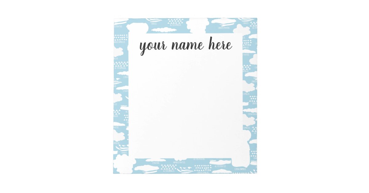 Personalized Clouds Notepad | Zazzle