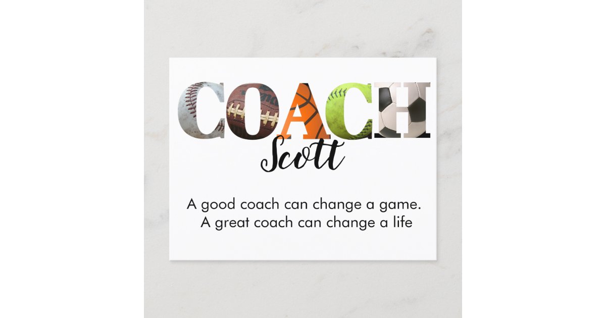 Personalized Coach name players Postcard | Zazzle