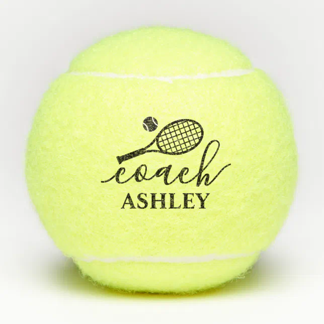 Personalized Coach Name Script Font Tennis Balls | Zazzle