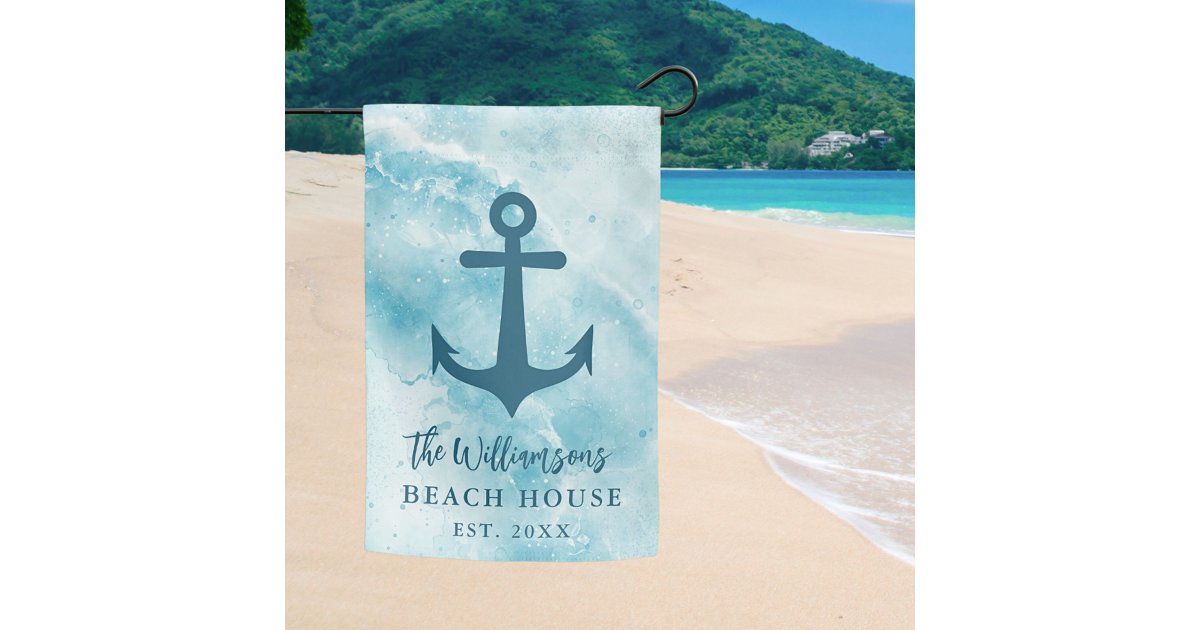 Personalized Coastal Beach House Garden Flag | Zazzle