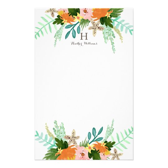 Personalized | Coastline Floral Stationery | Zazzle.com
