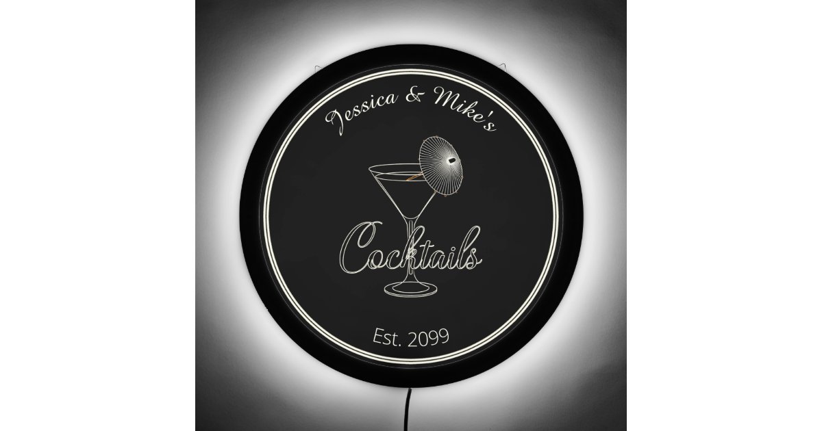 Personalized Cocktails LED Sign | Zazzle