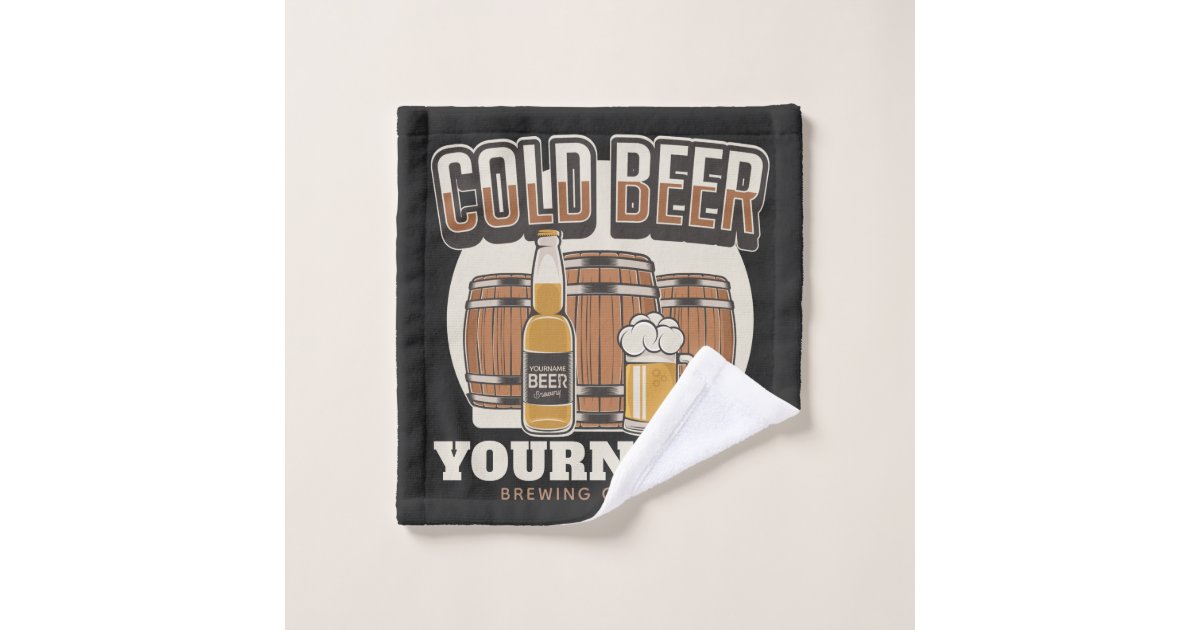 Personalized Cold Beer Oak Barrel Brewery Brewing Bath Towel Set | Zazzle