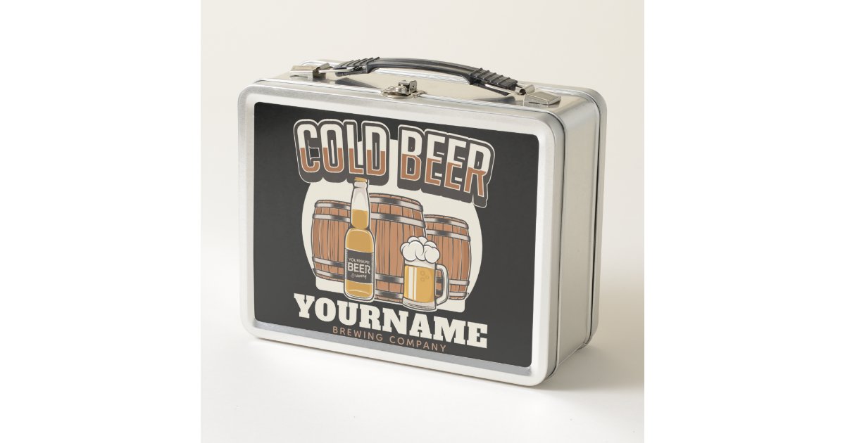 Personalized Cold Beer Oak Barrel Brewery Brewing Metal Lunch Box | Zazzle