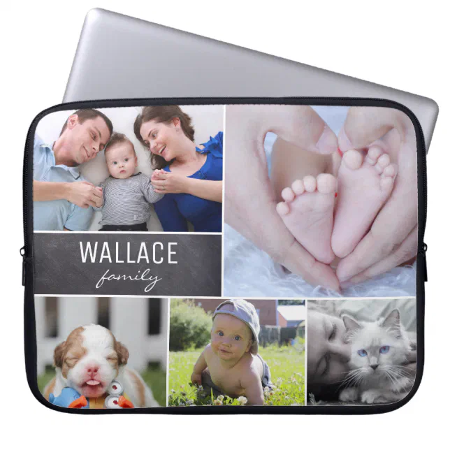Personalized Collage Family Kids Pets Photo Blocks Laptop Sleeve | Zazzle
