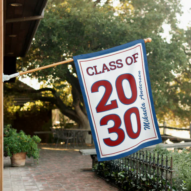 Personalized College Colors Congratulations Grad House Flag | Zazzle