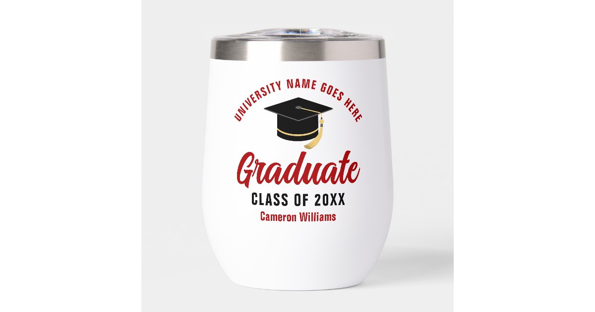 Personalized College Graduation Red Graduate Name Thermal Wine Tumbler ...