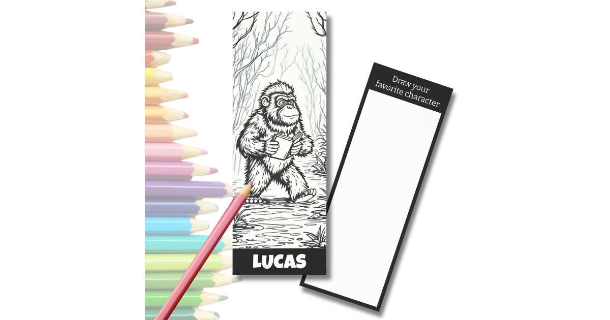 Personalized COLOR IT & DRAW Skunk Ape Bookmarks | Zazzle