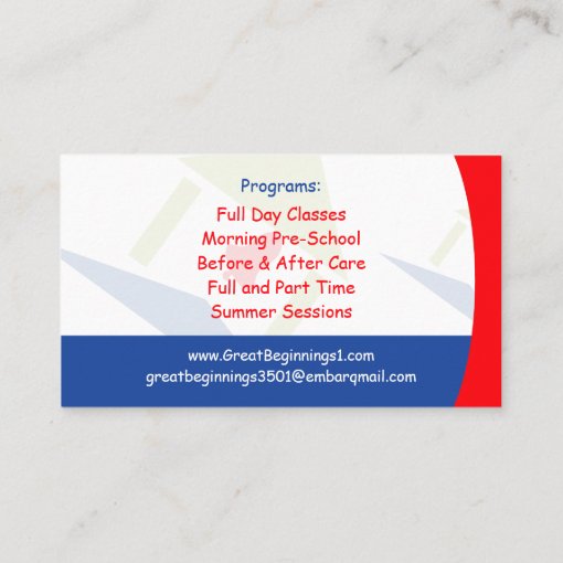 Personalized Colorful Children's School Business Card | Zazzle