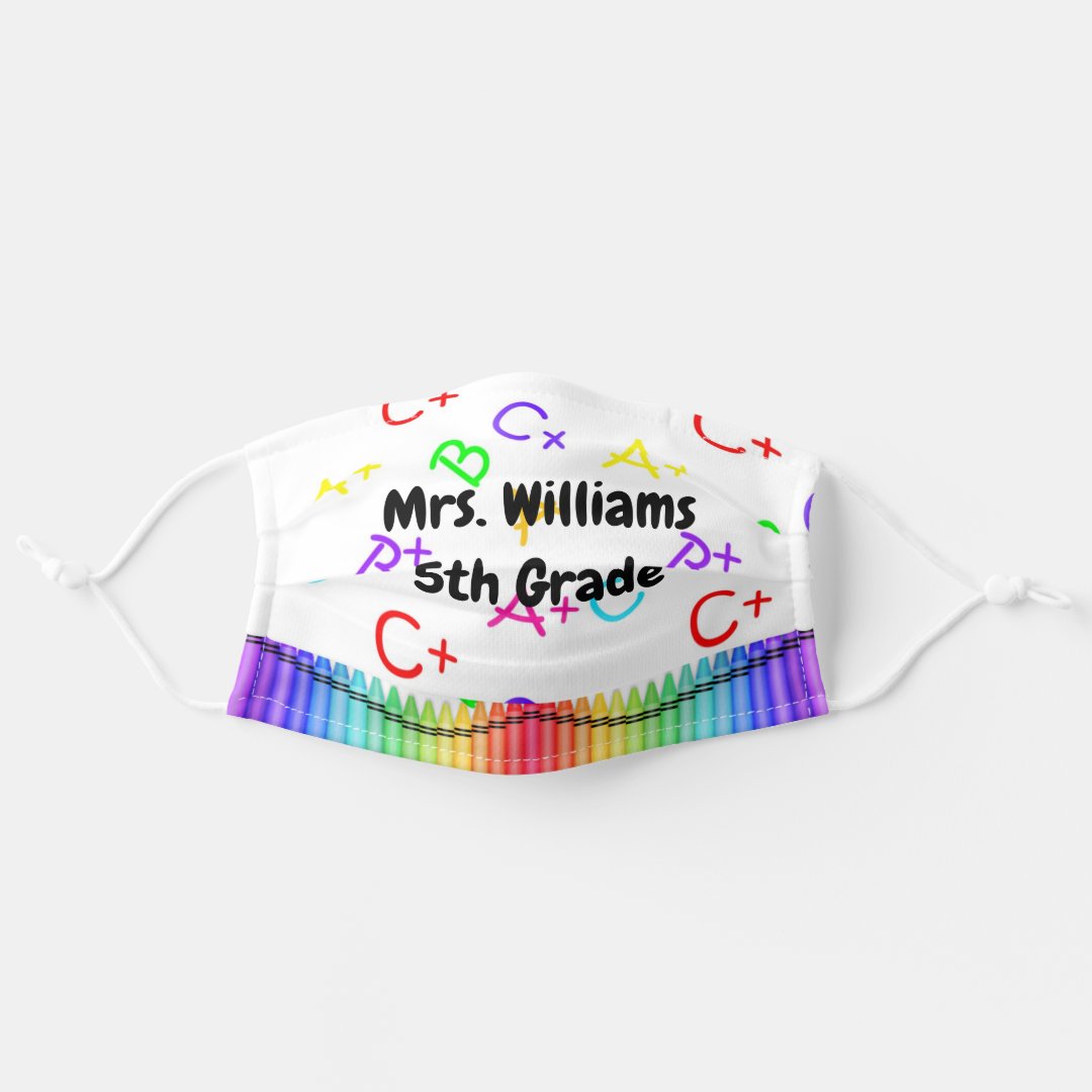 Personalized Colorful Crayon Teacher Face Mask | Zazzle